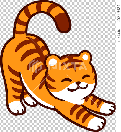 Cute cartoon tiger stretchingのイラスト素材 [135259424] - PIXTA