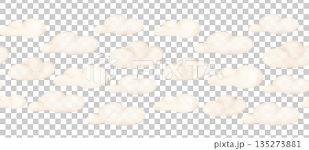 Beige Clouds Border watercolor seamless...のイラスト素材 [135273881] - PIXTA