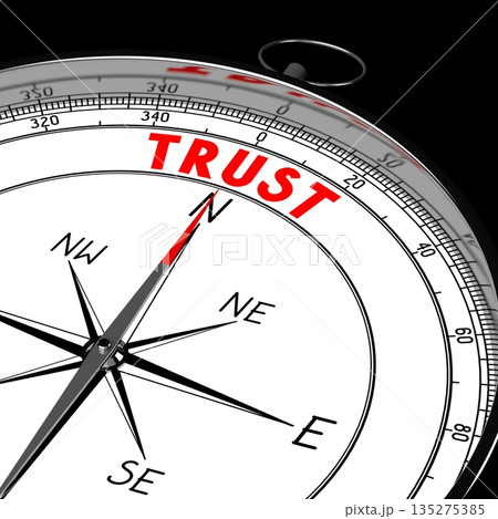 Trust - compass on black background - 3D...のイラスト素材 [135275385] - PIXTA