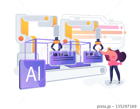 Automated Assembly Line abstract concept vector...のイラスト素材 [135297169 ...