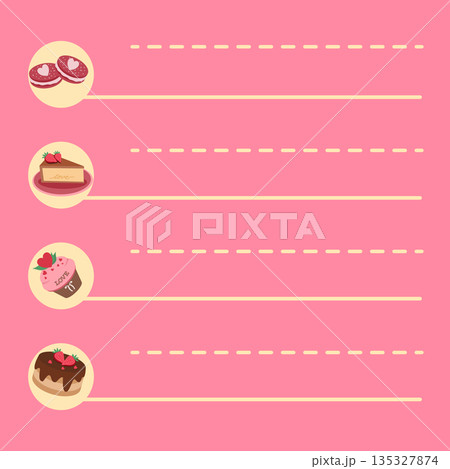 Sweet Valentine Dessert Note Paper Backgroundのイラスト素材 [135327874] - PIXTA