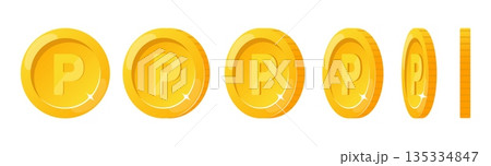 Rotation of gold Point Coins for animation or...のイラスト素材 [135334847] - PIXTA