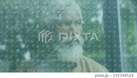 Looking bearded man wearing tan shirt inside...のイラスト素材 [135348528] - PIXTA