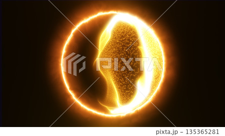 Glowing golden energy sphere with fiery plasma...のイラスト素材 [135365281 ...