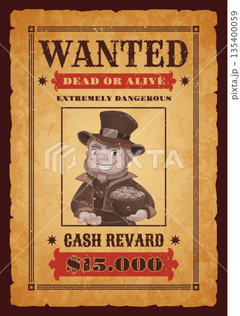 Wanted poster with leprechaun character. Spring...のイラスト素材 [135400059 ...