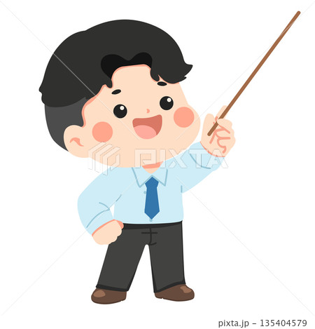 Illustration of a Man Holding a Pointer Stickのイラスト素材 [135404579] - PIXTA
