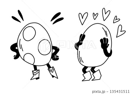 Eggs in boots show off the patterns on their...のイラスト素材 [135431511] - PIXTA