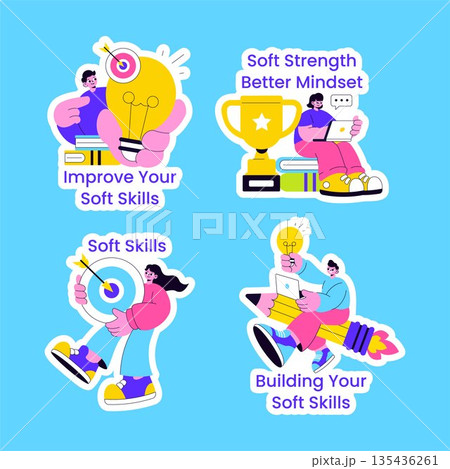 Soft Skills Flat Cartoon Hand Drawn Background...のイラスト素材 [135436261 ...