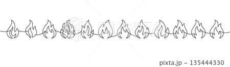 Fire line art with continuous flame...のイラスト素材 [135444330] - PIXTA