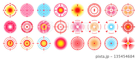 Vector set of point pain icons, ache...のイラスト素材 [135454684] - PIXTA