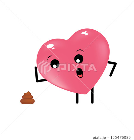 Vector cartoon heart character with poop....のイラスト素材 [135476089] - PIXTA