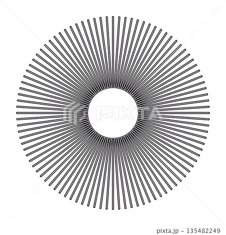 radial sunburst pattern converging black lines...のイラスト素材 [135482249 ...