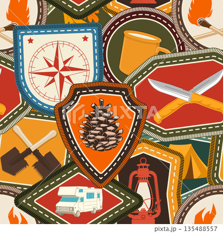 Set of Scout seamless pattern or background....のイラスト素材 [135488557] - PIXTA