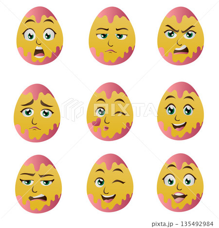 easter egg emoji emoticon setのイラスト素材 [135492984] - PIXTA