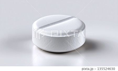 White round tablet placed on a flat surface...のイラスト素材 [135524630] - PIXTA