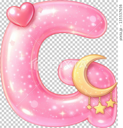 A pink bubbly letter G decorated with a heart...のイラスト素材 [135537656] - PIXTA