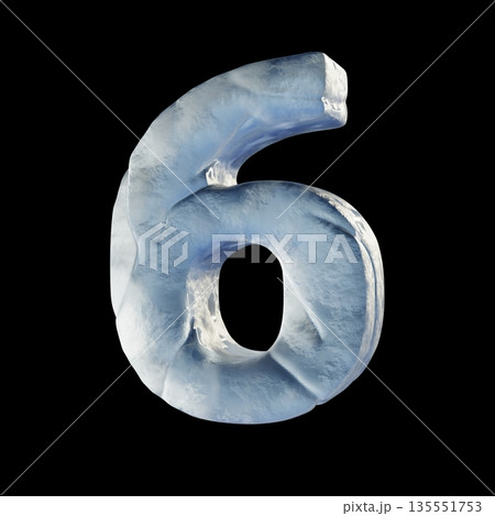 Ice block font Number 6 SIX 3Dのイラスト素材 [135551753] - PIXTA