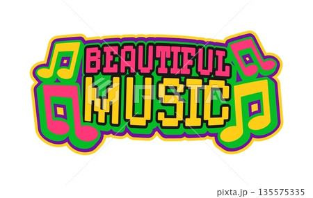 Beautiful music Y2K funky sticker or symbol....のイラスト素材 [135575335] - PIXTA
