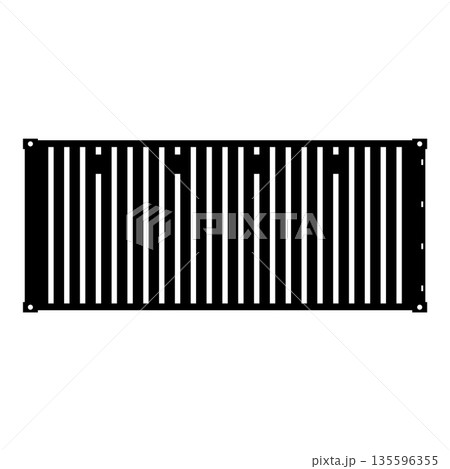 Shipping Container Silhouette. Black and White...のイラスト素材 [135596355 ...
