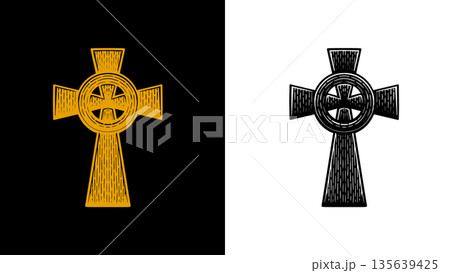 Celtic religious cross. Irish and Britain...のイラスト素材 [135639425] - PIXTA