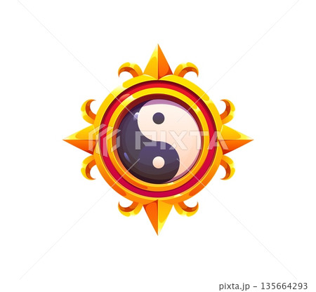 Chinese Lunar New Year holiday icon of Yin Yang...のイラスト素材 [135664293 ...