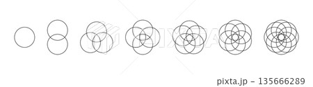 Intersecting circles set. Circle Venn diagram...のイラスト素材 [135666289] - PIXTA