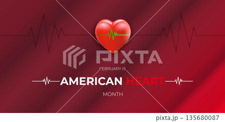 American Heart Month social media header for...のイラスト素材 [135680087] - PIXTA
