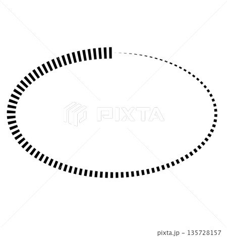 Black segmented ellipse fading into dashed...のイラスト素材 [135728157] - PIXTA