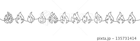 Fire line art border with flame shapes....のイラスト素材 [135731414] - PIXTA