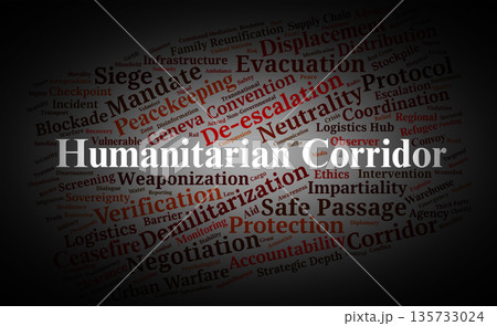Humanitarian Corridor Word Cloud. Key Terms for...のイラスト素材 [135733024 ...