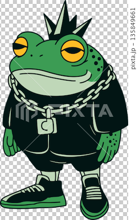 Punk-Styled Frog with Mohawk and Chainのイラスト素材 [135849661] - PIXTA