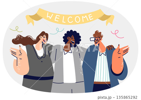 Friendly business people invite you to join...のイラスト素材 [135865292] - PIXTA