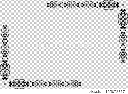Black rectangle corner frame of vignettesのイラスト素材 [135872857] - PIXTA