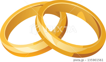 Two golden wedding rings intertwined...のイラスト素材 [135901561] - PIXTA