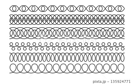 Spiral loop seamless line set. Decoration lace...のイラスト素材 [135924771 ...