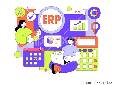 ERP Enterprise Resource Planning System Vector...のイラスト素材 [135938182 ...