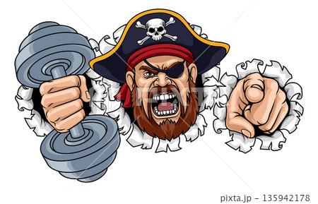 Pirate Weight Lifting Gym Mascotのイラスト素材 [135942178] - PIXTA