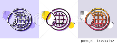 World water line icon. Halftone dotted pattern....のイラスト素材 [135943142 ...