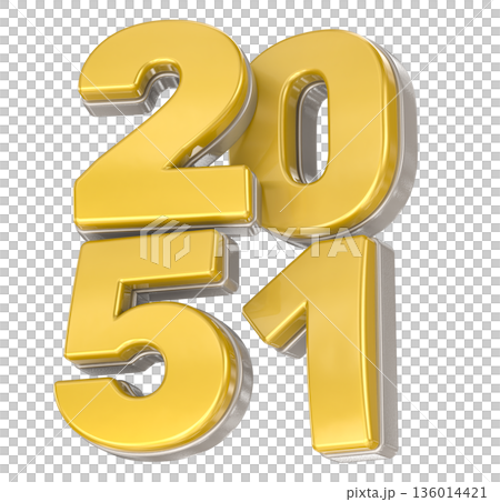 golden number 2051 with gold 3dのイラスト素材 [136014421] - PIXTA