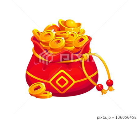 Chinese red lucky money bag or fortune pouch...のイラスト素材 [136056458] - PIXTA
