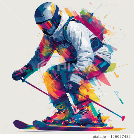 Freestyle skiing graphic art effect poster....のイラスト素材 [136057483] - PIXTA