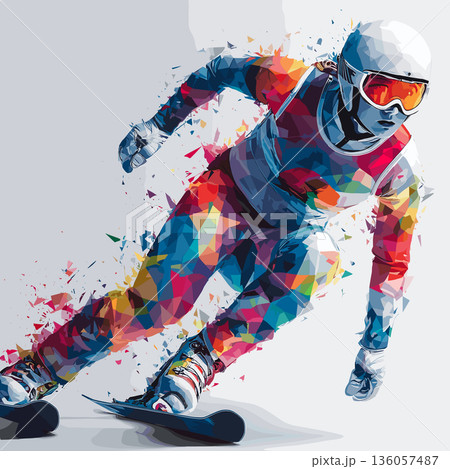 Freestyle skiing graphic art effect poster....のイラスト素材 [136057487] - PIXTA