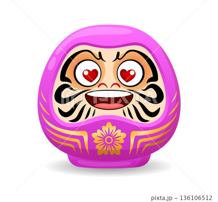 Cartoon Japanese excited pink daruma doll....のイラスト素材 [136106512] - PIXTA