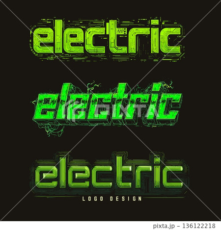Electric typographic logo. Electriity power...のイラスト素材 [136122218] - PIXTA