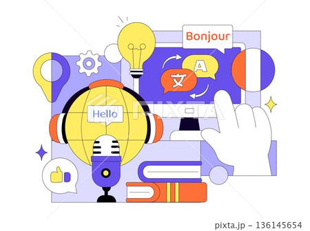 Translator Service Vector Illustration Showing...のイラスト素材 [136145654 ...