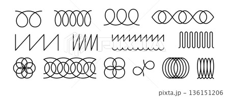 Spring coil shapes set. Curve line collection....のイラスト素材 [136151206 ...