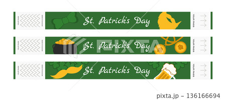 Set of green festival wristbands for St...のイラスト素材 [136166694] - PIXTA
