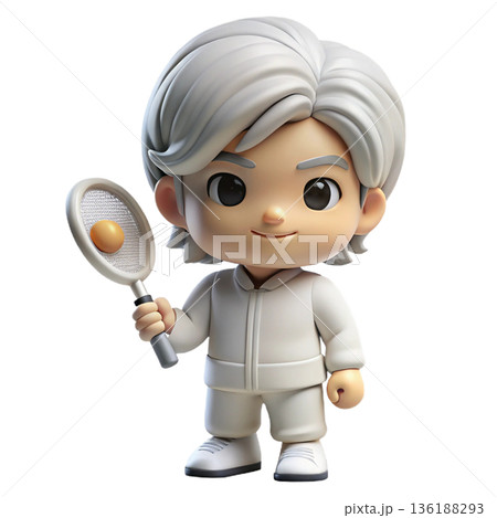 3D chibi sport figure anime boy holding sport...のイラスト素材 [136188293] - PIXTA