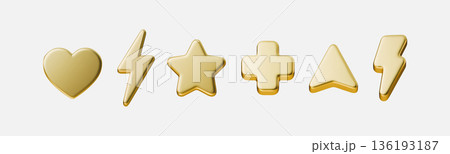Golden 3D cursor icon with lightning bolt and...のイラスト素材 [136193187] - PIXTA