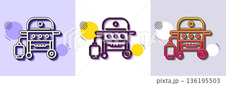 Gas grill line icon. Halftone dotted pattern....のイラスト素材 [136195503] - PIXTA
